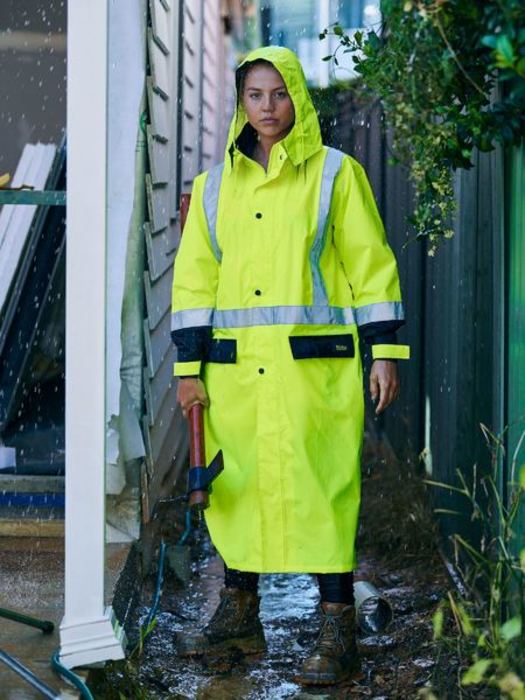 Custom Printed Promotional Taped Hi Vis Long Rain Coat NZ - Custom Gear
