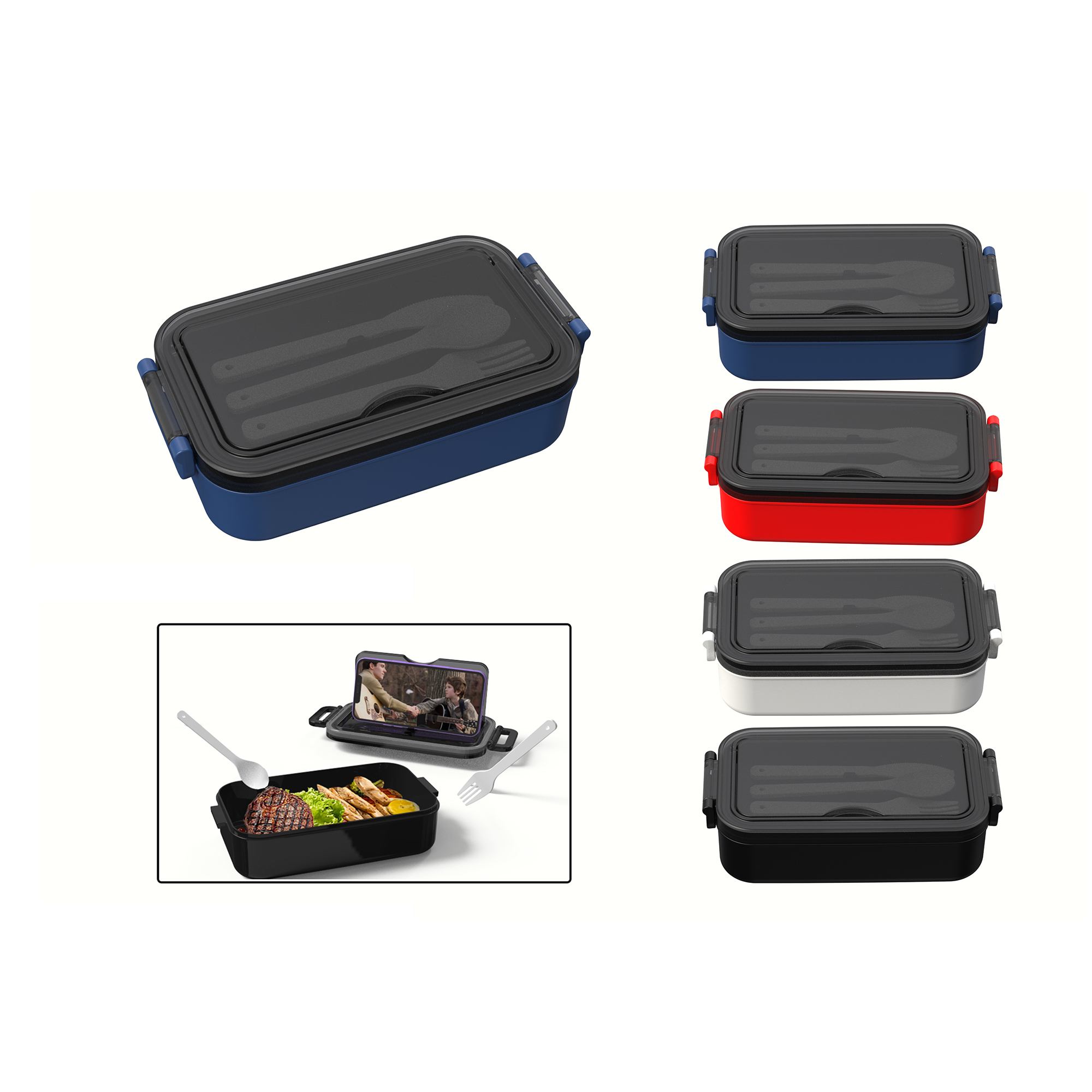 Custom Printed Promotional Lunch Box Includes Fork, Knife And Spoon NZ ...