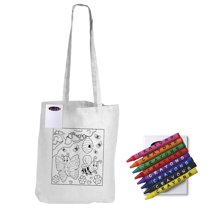 Custom Printed Promotional Colouring Long Handle Cotton Bag with ...