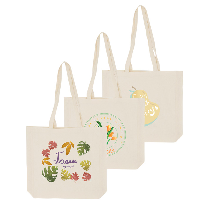 Custom Printed Promotional 170gsm Full Coloured Long Handle Calico Bag ...
