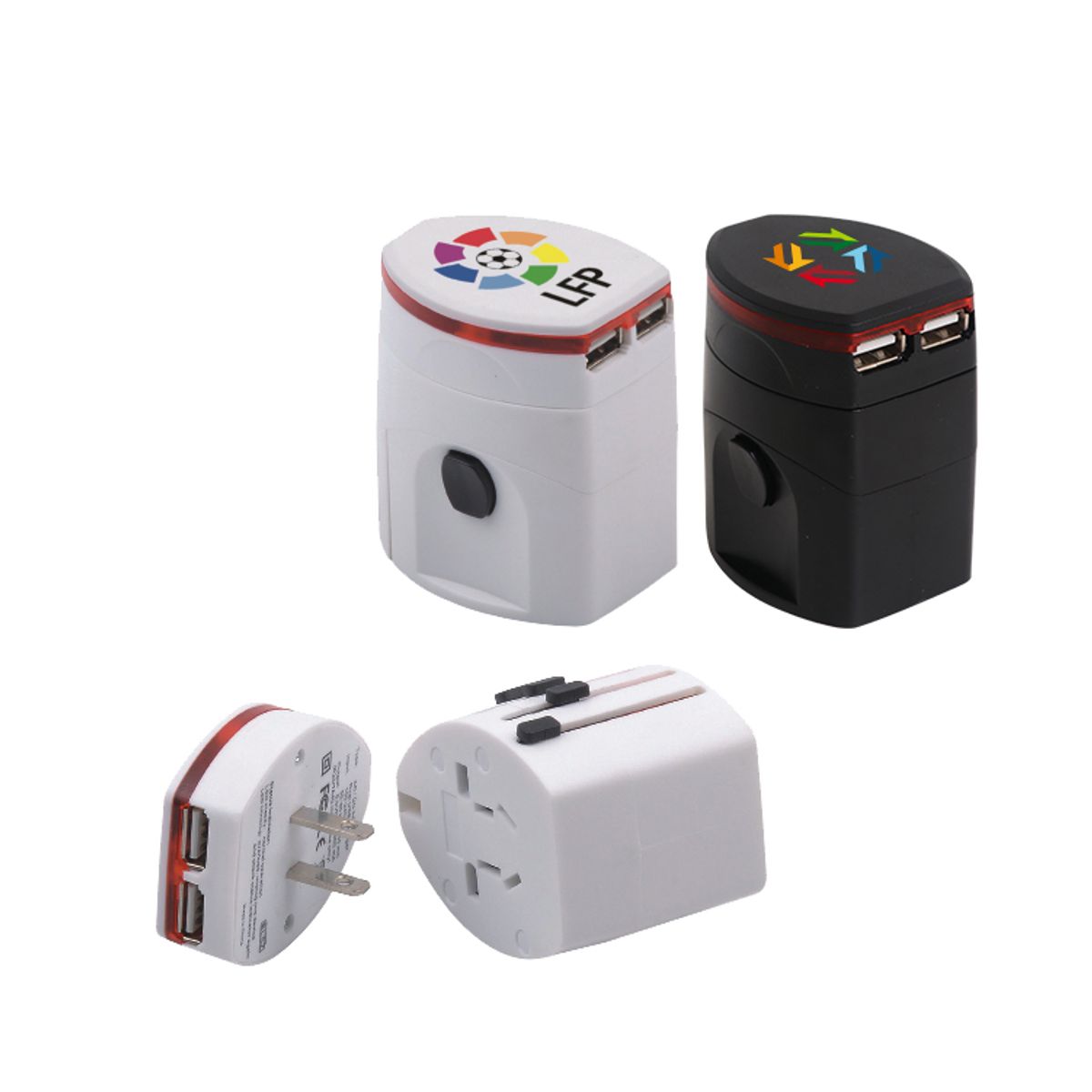 Custom Printed Promotional Light-up Universal Plug Travel Adapter With ...