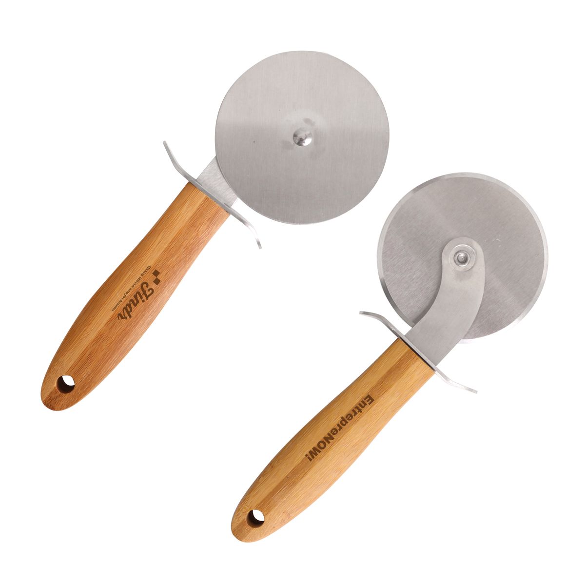 Custom Printed Promotional Pizza Cutter Wheel with Hand Carved Wooden ...