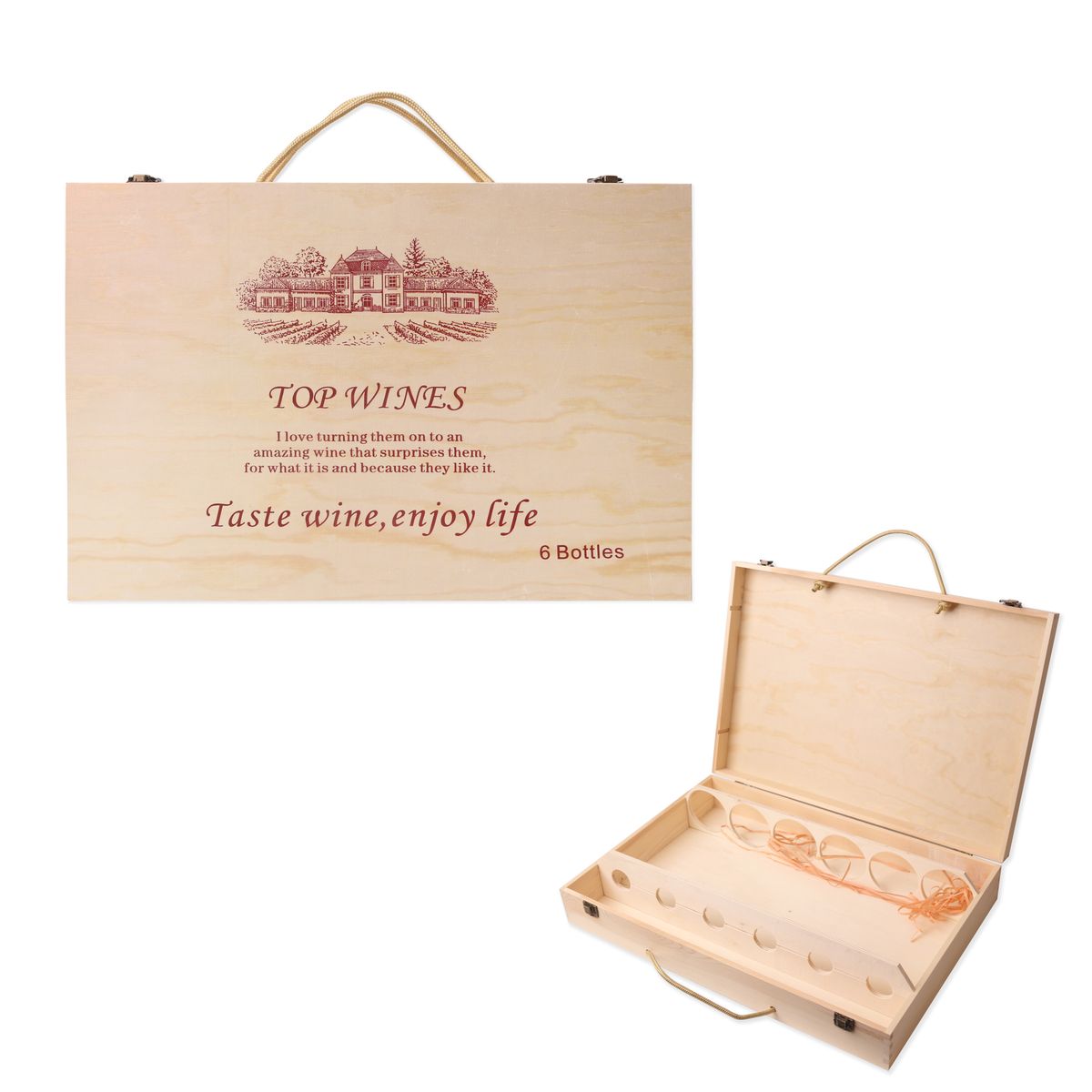Custom Printed Promotional Six Bottles Vintage Wooden Wine Box NZ ...